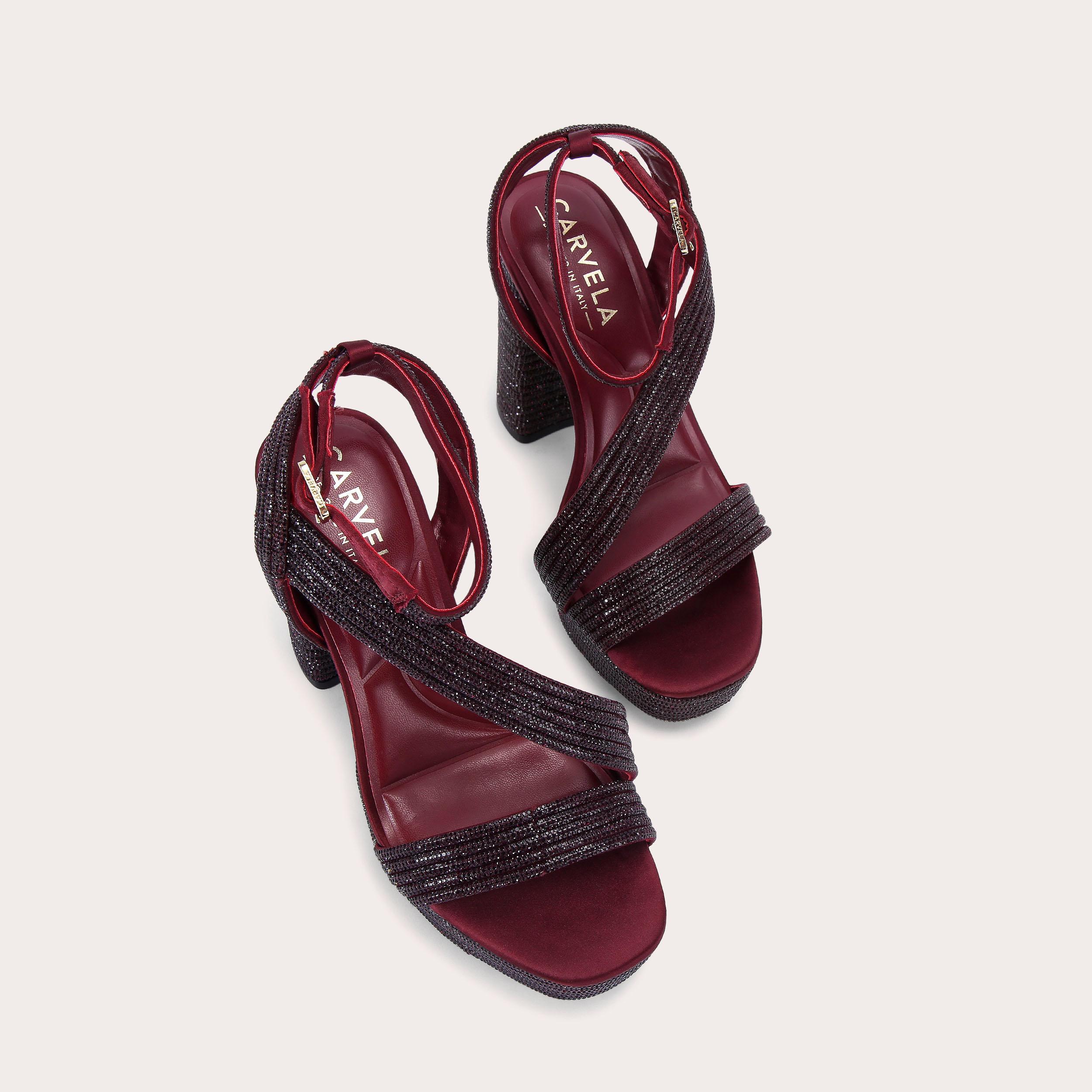 GALA PLATFORM JEWEL Wine Crystal Heel by CARVELA